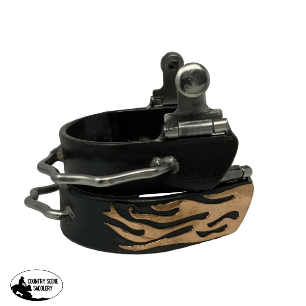New! 8130 Showman ® Black Steel Bumper Spurs with Copper Flame Overlay ...