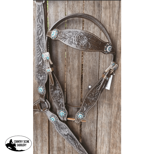 CSS Rose Tooled Headstall and Breastcollar with Diamontes – Country ...