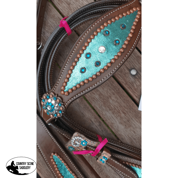 CSS stunning Bling Inlay breastcollar and headstall sets Blue – Country ...