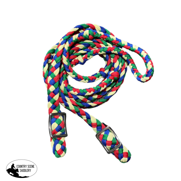New! T5302 - Four Colour Braided Barrel Reins with Knots – Country ...