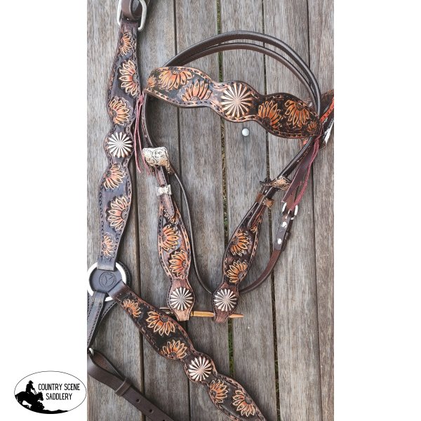 VINTAGE SUNFLOWER HEADSTALL AND BREAST COLLAR SET – Country Scene ...